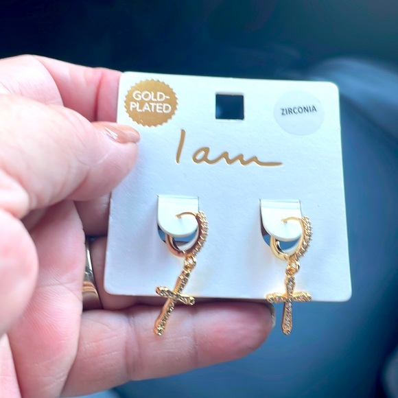 Iam | Jewelry | Iam Gold Plated Zirconia Cross Earrings | Poshmark
